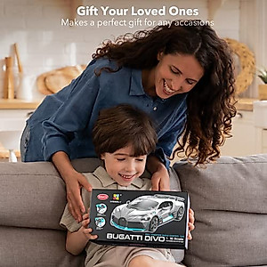 MIEBELY Remote Control Car, Bugatti Divo 1/16 Scale Rc Cars 12Km/h, 2.4Ghz Licensed Model Car 7.4V 500mAh Toy Car Headlight for Adults Boys Girls Age 6-12 Years Birthday Ideas Gift