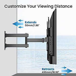 TV Wall Mount for Most 14-60 Inch TVs, Full Motion TV Mount with Perfect Center Design, Extension Tilt Swivel TV Mount Articulating Mount Max 400x400mm with Magnetic Remote Control Holder 2pcs