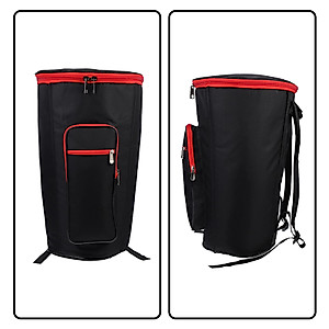 Djembe Drum Bag 10 Inch, Djembe Backpack Padded Gig Bag with Shoulder Strap, Accessories Pockets, Double Layer, Djembe Drum Carrying Case