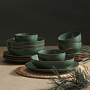 Stone Lain Brasa 16-Piece Dinnerware Set Stoneware, Green