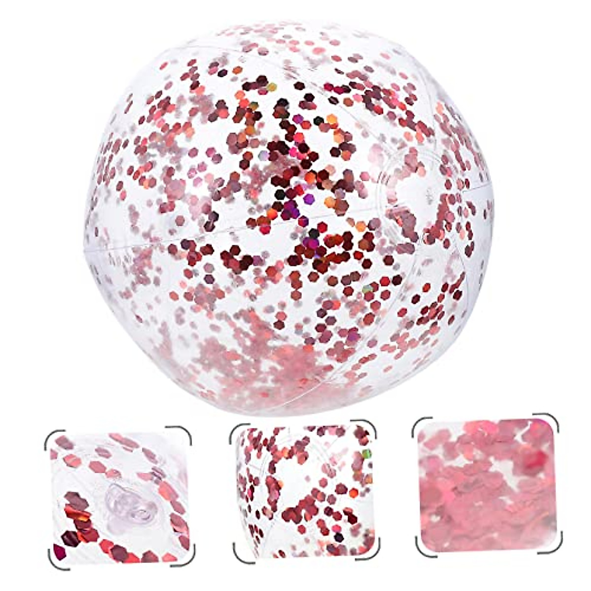 Kisangel Summer Decor Kid Swimming Pool Clear Beach Balls Mini Beach Balls Round Transparent Ball Pool Inflatables for Kids Sequins Decorate Flash Ball Child Water The Summer Ball Toy