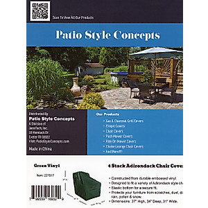 2 Pack: Adirondack Chair Cover from Patio Style Concepts Embossed Vinyl Protect Patio Furniture Green