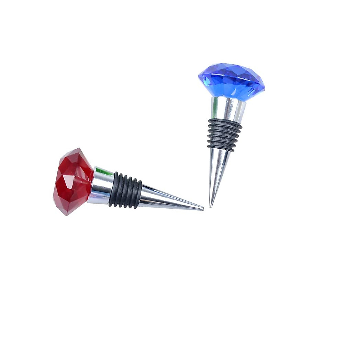 Wine Stopers Beverage Bottle Stoppers Red Blue Diamond Wine Corks Wine Decorative Stoppers Crystal Wine Corks for Home kitchen Bar Independence Day Decorations Birthday Party Gift Art Supplies 2 Pack