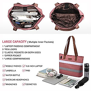 LOVEVOOK Laptop Shoulder Work Tote Bag for Women,Lightweight Casual Daily Bag Fits 15.6 In Laptop Handbag Purse 2pc/set