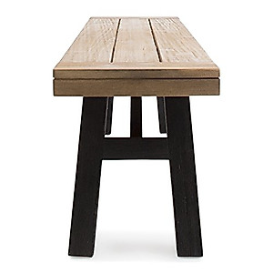 Christopher Knight Home Bettina Outdoor Acacia Wood Dining Bench with Brushed Mahogany Legs, Brushed Grey / Brushed Mahogany