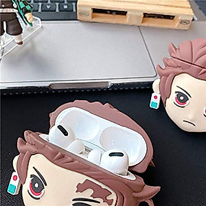 Pnakqil Japan Anime 3D Demon Slayer Hashibira Inosuke Kamado Tanjirou Bluetooth Wireless Earphone Case for Apple AirPods pro airpods Accessories (for AirPods Pro,Kamado)