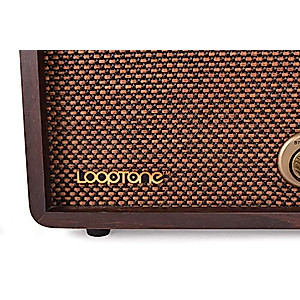 LoopTone FM AM Radio Retro Wood Radio with Bluetooth Play Mp3 and Antenna Built in Speaker for Kitchen Living Room