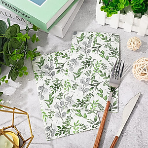 AnyDesign Greenery Guest Napkins 3 Ply Disposable Green Leaves Napkins Spring Summer Plants Dinner Hand Napkin for Wedding Baby Shower Party Supplies Kitchen Bathroom Table Decor, 80 Pack