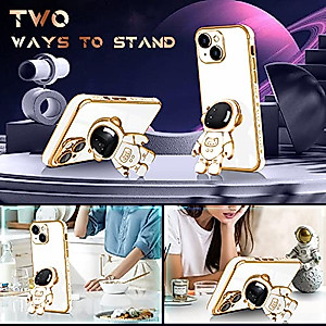 Coralogo for iPhone 13 Mini Case Astronaut Cute for Women Girls Girly Unique White Phone Cases with Astronaut Hidden Stand Kickstand 6D Design Cover for iPhone 13Mini 5.4 inch