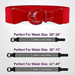 JASGOOD Women Wide Stretchy Belt,Vintage Chunky Buckle Elastic Waist Belts for Women Dress