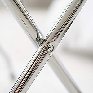 IRIS USA Steel Folding Foldable Luggage Rack Suitcase Stand Shelf with Support Bar, Space Saving for Guest Room, Bedroom, Hotel, Holds up to 110 lbs, Chrome Silver