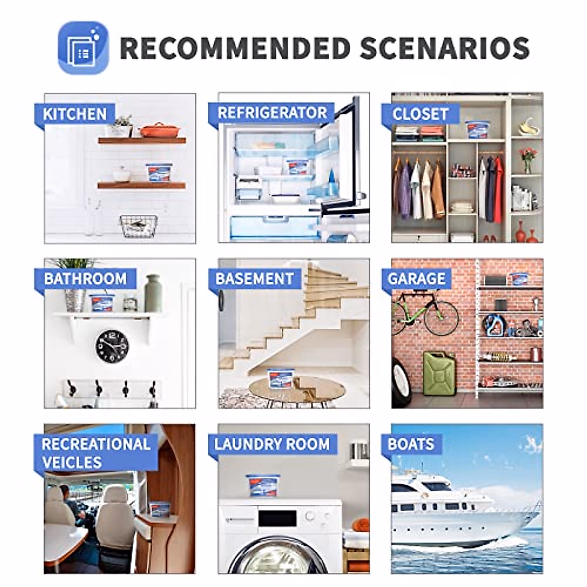 Vacplus Moisture Absorbers, Fragrant Dehumidifiers for Closet, 10.5 Oz, Humidity Absorber Boxes Collect Extra Moisture in Bathroom, Kitchen & Study, Moisture Absorbers for Closet, Linen Scent, 6 Pack (Linen Scent)