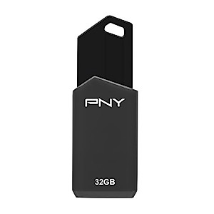 PNY Retract USB 2.0 Flash Drive, 32GB, Gray, Blue, or Red - Color May Vary (P-FD32GRTCG-GE) grey