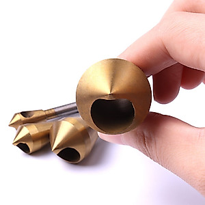 ATOPLEE Countersink Drill Bit Set,4pcs 90 Degree High Speed Steel Deburring Tool Hole Cutter