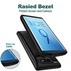 NEWDERY Upgraded Galaxy Note 9 Battery Case Qi Wireless Charging Compatible, 10000mAh Rechargeable Extended Charger Case (Raised Bezel - Air Cushion Technology) Compatible Samsung Note 9 (Black)
