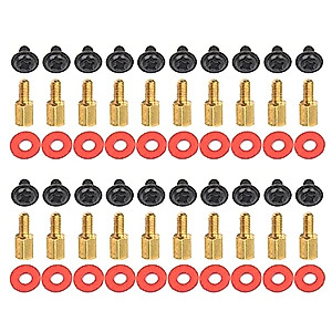 Connectors (20x Screw+20x Motherboard Riser +20x Washer) 6.5mm 6-32-M3 Computer Golden Motherboard Riser+Screws + Red Washers 50LA - (Color: 1)