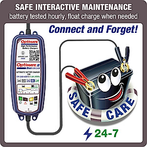 Tecmate Optimate 2 Duo, TM-551, Bronze Series: 5-Step 12V / 12.8V 2A Sealed Battery Charger & maintainer, Blue