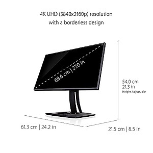 ViewSonic VP2768-4K 27-Inch Premium IPS 4K Monitor with Advanced Ergonomics, ColorPro 100% sRGB Rec 709, 14-bit 3D LUT, Eye Care, HDMI, USB, DisplayPort for Home and Office