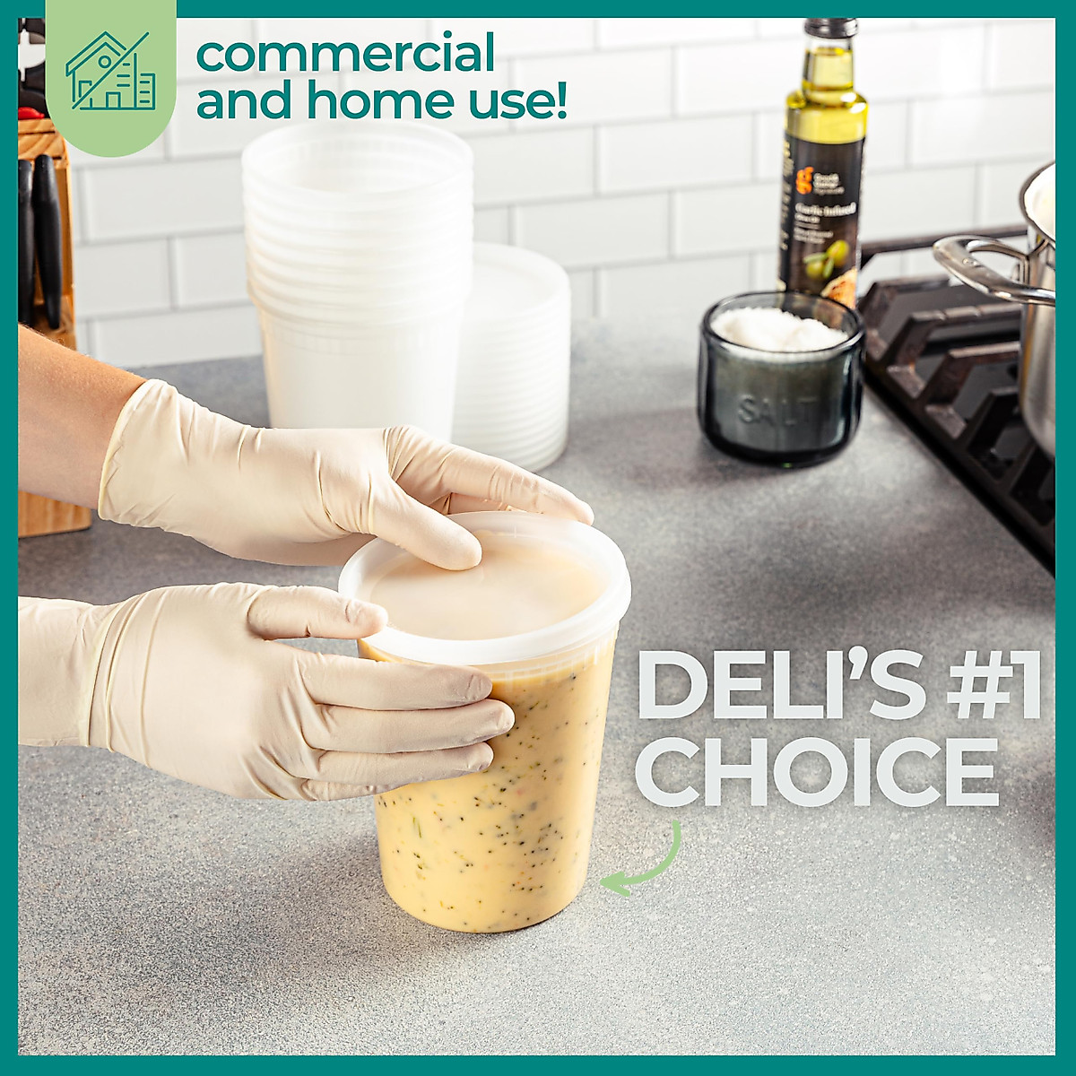 JoyServe 32 Oz Deli Food Containers with Lids - (36 Sets) Quart Airtight Plastic Food Storage for Takeout, Meal Prep, To-Go, Soup Freezer Containers with 36 Lids, BPA-Free, Dishwasher, Microwave Safe