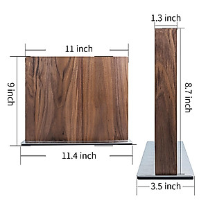 REAL WALNUT Knife Block - Magnetic Rack Featuring Dual Sided Powerful Magnets for Kitchen Knife and Kitchen Knife Set - Non-Slip Padded Base Magnetic Knife Holder