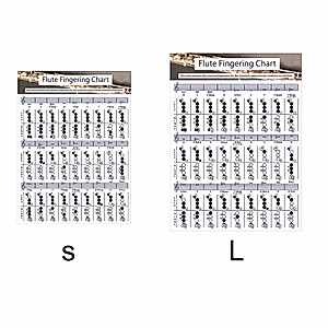 SYCOOVEN Flute Chord Chart, Portable Durable Flute Fingering Chart, White Chord Chart for Flute Fingering Practice, Chord Chart Beginner Student for Teaching or Group Study, Flute Accessories