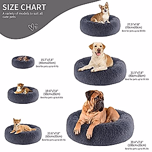 ZEJEUER Cat Bed, Small Dog Bed, Round Donut Washable Plush Fluffy Faux Fur Soft Cushion Beds for Indoor Pets