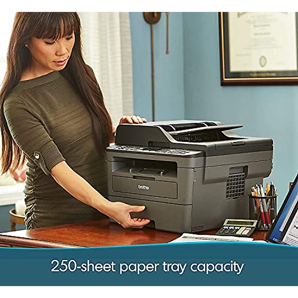 Brother MFC L2700 Series Compact Wireless Monochrome Laser All-in-One Printer - Print Copy Scan Fax - Mobile Printing - Auto Duplex Printing - Up to 32 Pages/Min - ADF - 2-line LCD (Renewed)