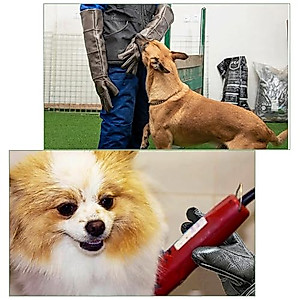 FIPASEN Waterproof Animal Handling Gloves Bite Proof, 60cm/ 23.6In Bite Resistant Gloves for Bathing, Grooming, Handling Cat Dog Rat Snake Lizard Falcon Reptile, Reinforced Leather Protection Gloves