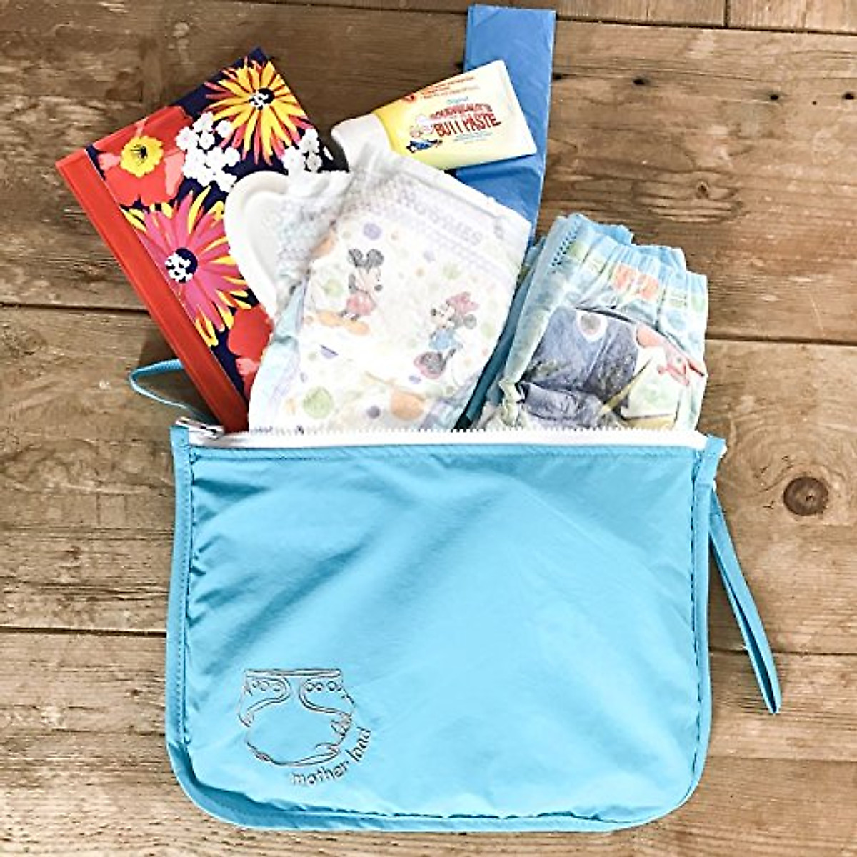 MOTHER LOAD Turquoise Diaper Bag Organizer for Diapers, Wipes and Cream, Machine Washable, Diaper Organizer with Changing Pad & Wrist-let. A Mommy Must Have for All Babies Needs
