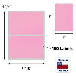 ChromaLabel 2 x 3 inch Name Tag Stickers, 150 Labels per Pack, Pink