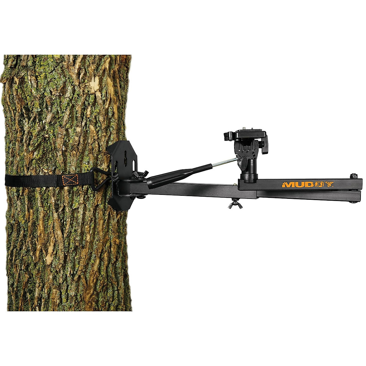 MUDDY Basic Durable Adjustable Lightweight Portable Easy-to-Install Silent Hunting Outdoor Camera Arm Camera Head Adjust a Full 360 Degrees + Extension Arm Swings 180 Degrees