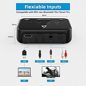 Ankbit RT5008 60Hrs Wireless Headphones for TV Watching with Bluetooth 5.3 Transmitter, Folding Over tv Headphones Wireless for Seniors, Dual Link Support, Low Audio Delay, Plug n Play, Long Range