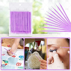 400 PCS Disposable Micro Applicator Brush for Makeup Beauty Brush, Bendable Ultrafine Mascara wands for Eyelash brush、Eyebrow brush、Make up brushes、Eyelash comb (Purple 1.5mm)