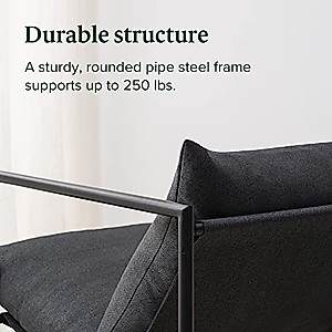 ZINUS Aidan Sling Accent Chair / Metal Framed Armchair with Shredded Foam Cushioning, Dark Grey