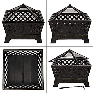 LEAYAN Garden Fire Pit Portable Grill Barbecue Rack Outdoor Fire Pit, Outdoor Mesh Brazier Garden Patio Heater,Wood Burning Fire Pit for Camping Picnic Bonfire Backyard for Camping Backyard