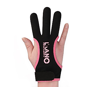 LWANO Archery Gloves Leather Practice Hunting Three Finger Protector for Youth Adult Beginner (pink, Small)
