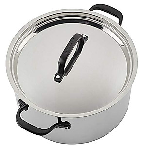 KitchenAid 5-Ply Clad Polished Stainless Steel Stock Pot/Stockpot with Lid, 8 Quart