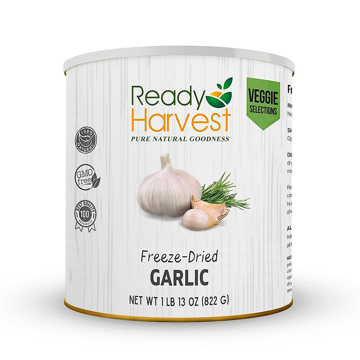 Ready Harvest Freeze-Dried Garlic for Camping Food | Camper Must-Haves Camping Essentials | Hurricane Preparedness Items as Survival Food | Pantry Staples | #10 Can | 25-Year Shelf Life | 6 cans