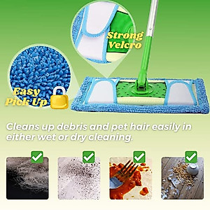 Reusable Mop Pad (UP to 100X) for Swiffer Sweeper Mop, 12.5'' Microfiber Mop Pad Refill Washable for Hard Floor Baseboard Cleaning, Wet/Dry Cleaning Pad, 4 Pack