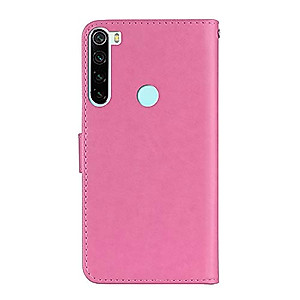 COTDINFORCA Compatible with Xiaomi Redmi Note 8 Case Glitter Wallet Case Leather with Card Slots Flip Case for Women Crystal Owl Embossing Shockproof Case for Xiaomi Redmi Note 8 Pink YK