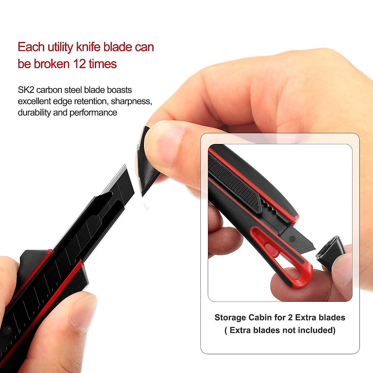 HAUTMEC 9mm Precision Utility Knife, Soft Grip Snap-off Box Cutter, Retractable 9mm Multi-Purpose Cutter for Detailed Cutting in Work, Home Use and Arts Crafts HT0255-KN