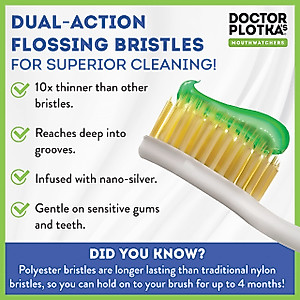 MOUTHWATCHERS Dr Plotkas Extra Soft Flossing Toothbrushes and Whitening Toothpaste Manual Soft Toothbrushes for Adults | Natural Toothpaste | Pack of 4 Toothbrushes and 2 Toothpastes, Colors May Vary