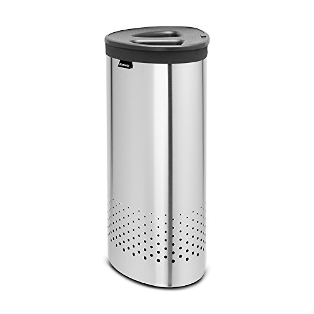 Brabantia Large Laundry Hamper (Matt Steel) Bathroom Bedroom Dirty Clothes Basket with 2 Sections, Inner Laundry Bags, Discrete Lid - 14.5 Gal