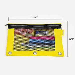 BAZIC Bright Color 3-Ring Pencil Pouch w/ Mesh Window, Case of 144 (804-144),MULTIPLE