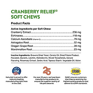 NaturVet – Cranberry Relief Plus Echinacea – Helps Support a Healthy Urinary Tract & Immune System – 120 Soft Chews