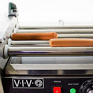 VIVO Electric 12 Hot Dog and 5 Roller Grill Warmer, Cooker Machine with Cover, HOTDG-V205