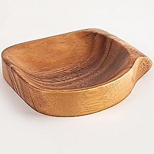 Large Acacia Wood Spoon Rest (5"): Farmhouse Holder to Rest Utensils, Ladles, Tea Spoons & Spatulas On Stoves, Work Tops & Table Tops - Handcrafted & Sustainably Grown