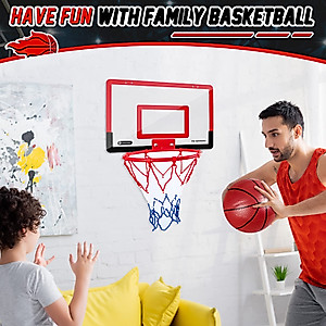 Deekin Indoor Mini Basketball Hoop Set with 4 Balls and Other Basketball Accessories Over The Door Room Basketball Hoop for Adults Christmas Birthday Gifts Door and Wall Room