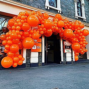 Orange with Gold Balloons Garland Arch Kit -Various Sizes Double-Stuffed Burnt Orange Balloons for Birthday Party Bridal Baby Shower Fall Decorations Thanksgiving Friendsgiving Autumn Party Supplies