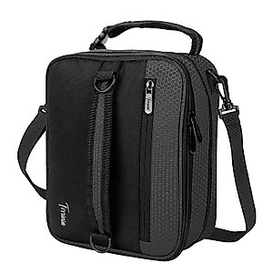 Tirrinia Expandable Insulated Lunch Bag, Leakproof Flat Lunch Cooler Tote with Shoulder Strap for Men and Women, Suitable for Work & Office, Black